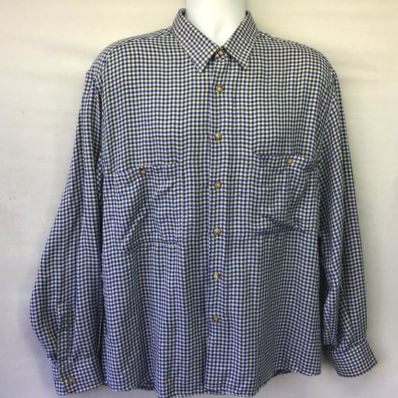 burnside | Shirts | Burnside Mens Shirt Blue Green Check Long Sleeve ...